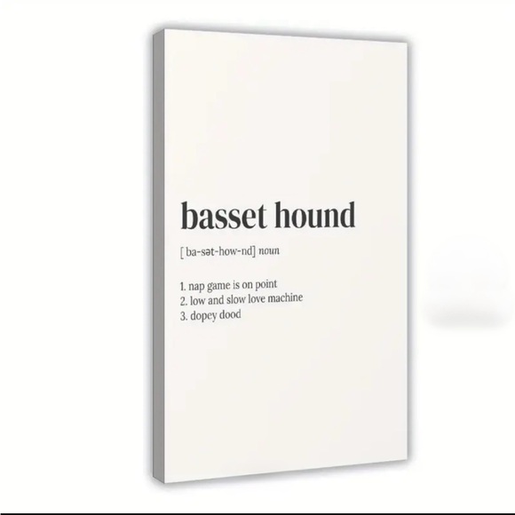 Accents | Basset Hound Definition Canvas Wall Art White Unframed | Poshmark